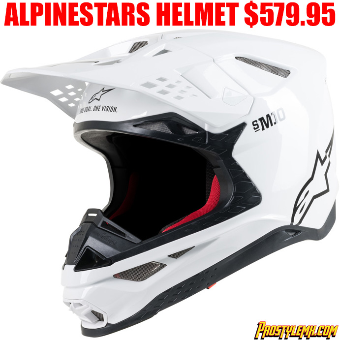ALPINESTARS SUPERTECH S-M10 SOLID HELMET GLOSS WHITE - Pro Style MX