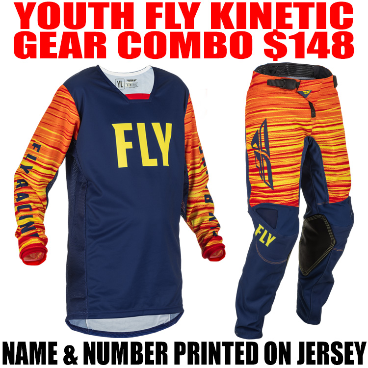 2022 YOUTH FLY KINETIC WAVE GEAR COMBO NAVY/ YELLOW/ RED - Pro Style MX