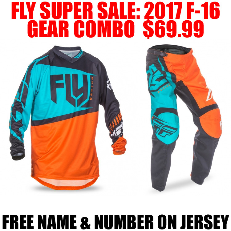 2017 FLY RACING F16 GEAR COMBO TEAL/ ORANGE - Pro Style MX
