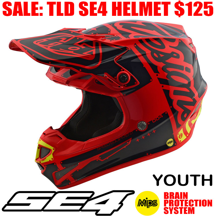 YOUTH TLD SE4 POLYACRYLITE FACTORY HELMET RED - Pro Style MX