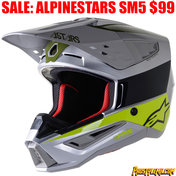 ALPINESTARS SM5 BOND HELMET SILVER/ FLO YELLOW/ DARK GREEN - Pro Style MX