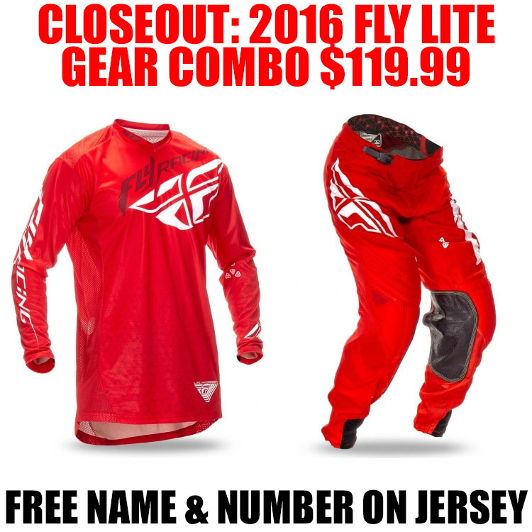 2016 FLY LITE HYDROGEN GEAR COMBO RED - Pro Style MX