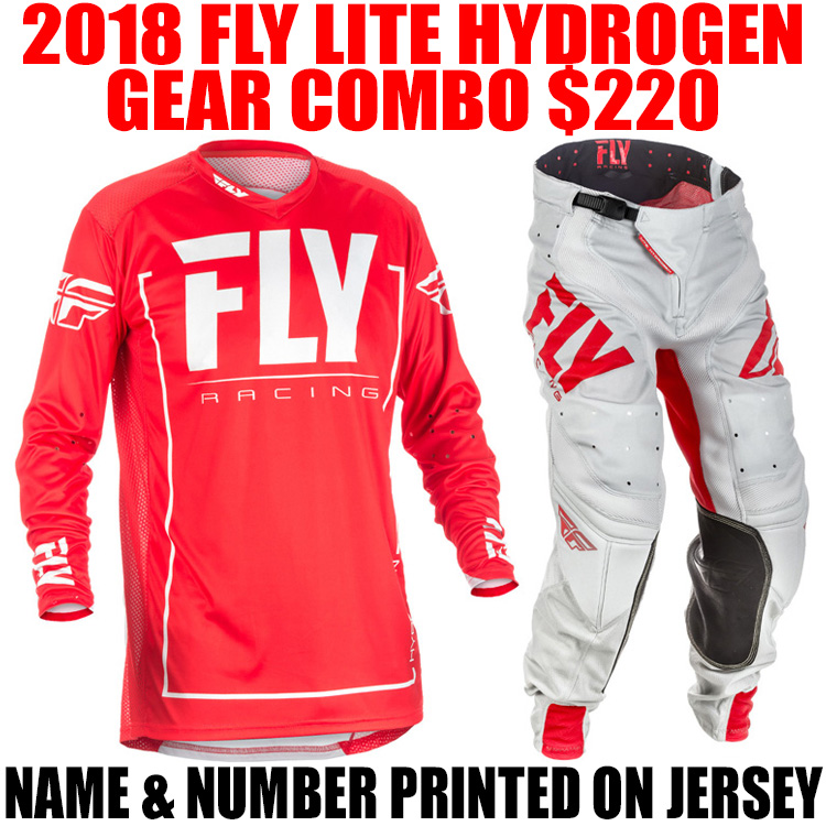 2018 FLY LITE HYDROGEN GEAR COMBO RED - Pro Style MX