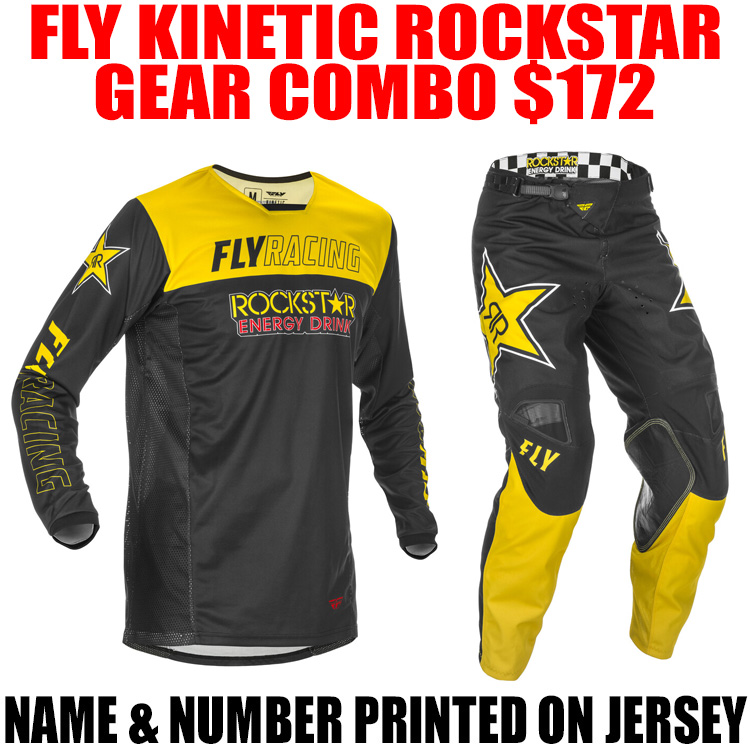 2021 FLY KINETIC ROCKSTAR GEAR COMBO BLACK/ YELLOW - Pro Style MX