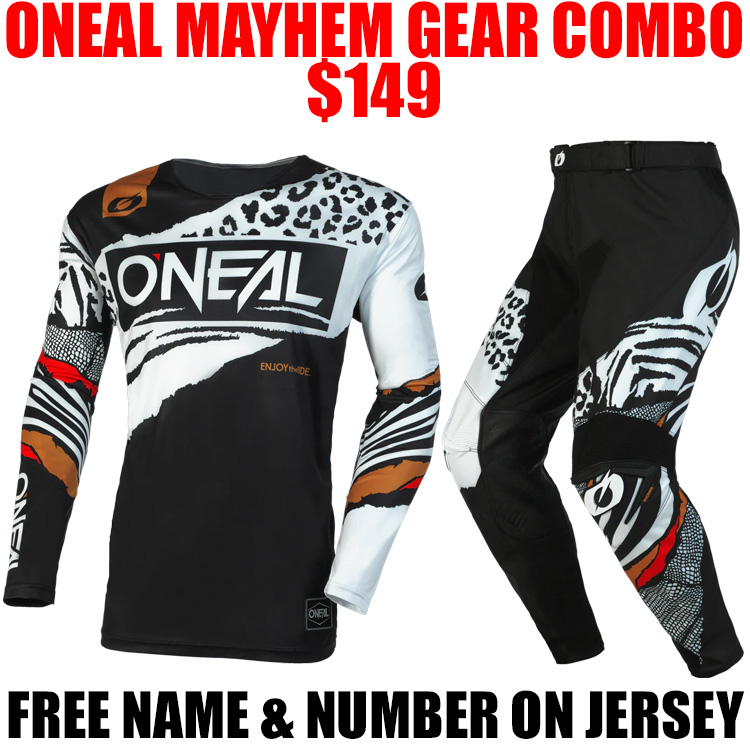 V23 ONEAL MAYHEM WILD GEAR COMBO BLACK/ WHITE - Pro Style MX