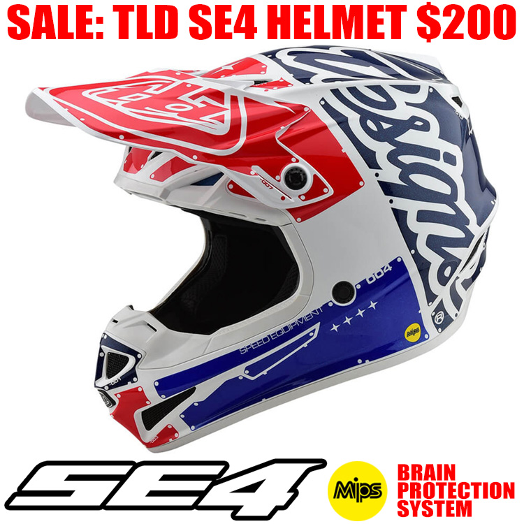 TLD SE4 POLYACRYLITE FACTORY HELMET RED/ WHITE/ BLUE - Pro Style MX