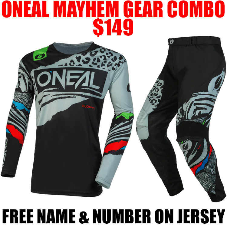V23 ONEAL MAYHEM WILD GEAR COMBO BLACK/ GRAY - Pro Style MX