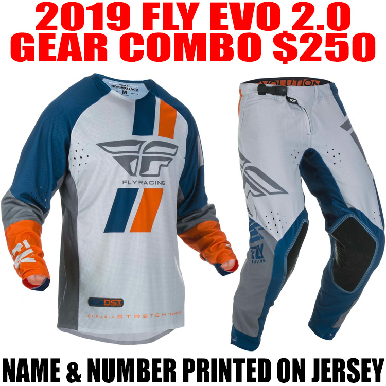2019 FLY RACING EVO DST GEAR COMBO NAVY/ ORANGE - Pro Style MX