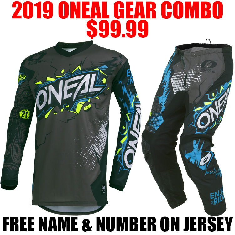2019 ONEAL ELEMENT VILLAIN GEAR COMBO GRAY - Pro Style MX