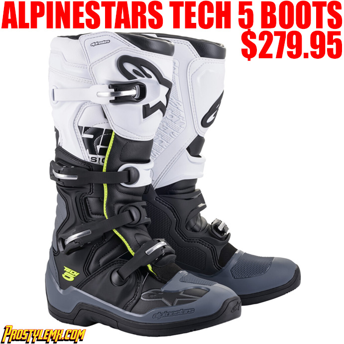 2021 ALPINESTARS TECH 5 BLACK/ GREY/ WHITE - Pro Style MX