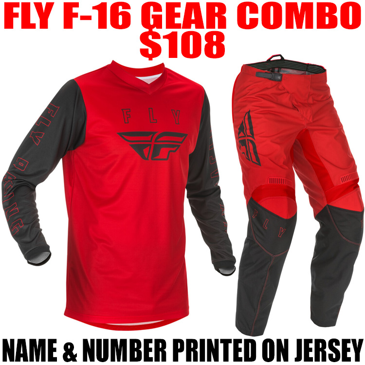 2021 FLY RACING F16 GEAR COMBO RED/ BLACK - Pro Style MX