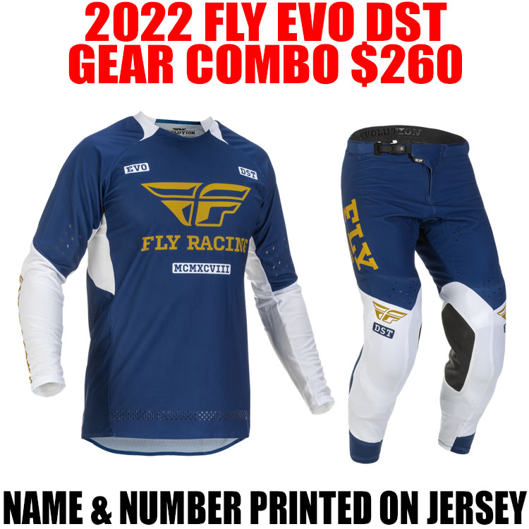 2022 FLY RACING EVO DST GEAR COMBO NAVY/ GOLD - Pro Style MX