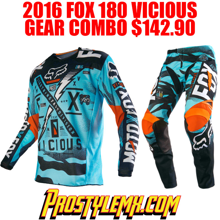 2016 FOX 180 VICIOUS GEAR COMBO AQUA - Pro Style MX