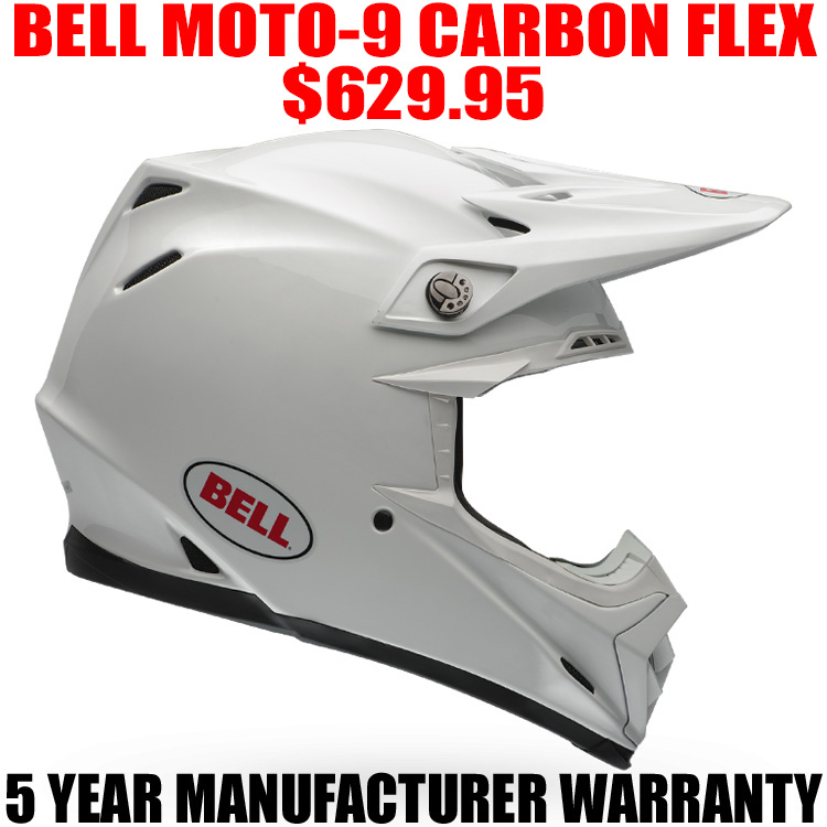 BELL MOTO-9 CARBON FLEX HELMET SOLID WHITE - Pro Style MX